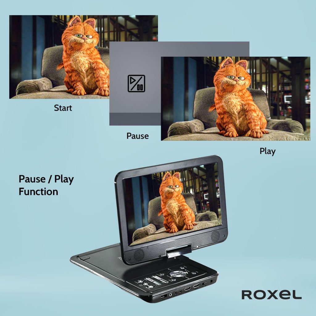 Roxel Portable DVD Player Swivel Screen, 5-Hour Playback with ...